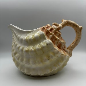 Ceramic Shell Shaped Pitcher With Handle Tones of Beige and Pink ...