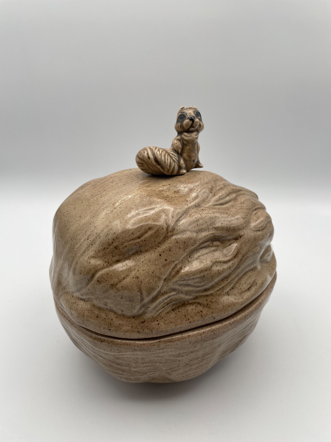 Vintage Brown Canister/box With Lid With a Squirrel on Top, Nut Dish ...