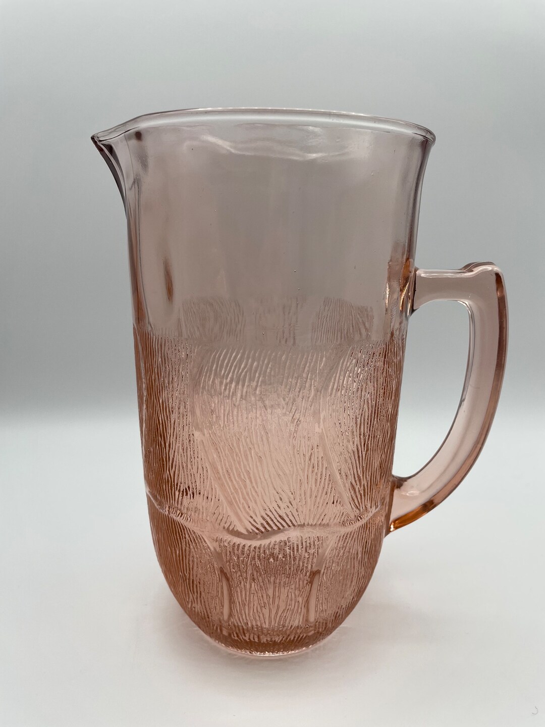 Vintage Pink Glass Pitcher From Indonesia, Flower Pattern, Vintage ...