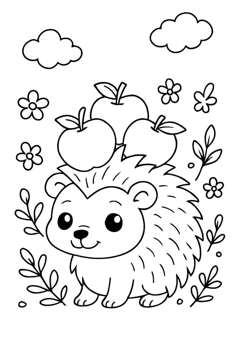 Fall Coloring Pages for Kids | Autumn Animals & Leaves (PDF Pattern) - Etsy