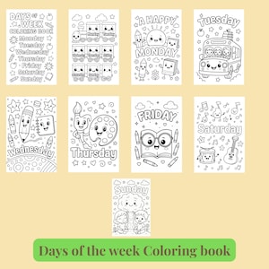 Days of the Week Coloring Pages: Kids Learning Activity (PDF Download ...