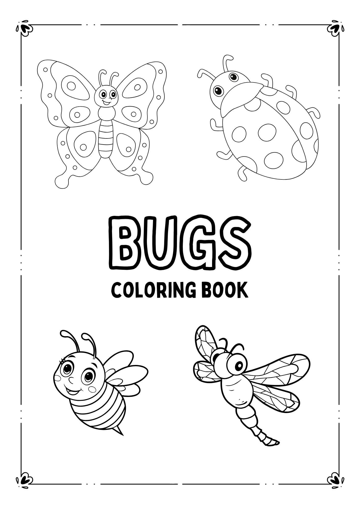 Cute Bugs Coloring Book for Kids – Printable Insect Activity (PDF) - Etsy