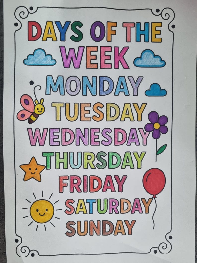 Printable Days of the Week Coloring Page – Fun Kids Activity Worksheet ...