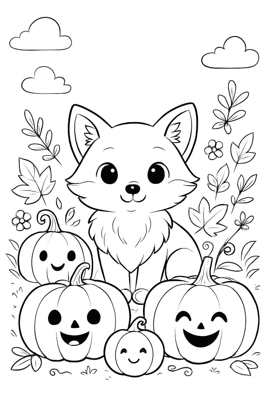 Fall Coloring Pages for Kids | Autumn Animals & Leaves (PDF Pattern) - Etsy
