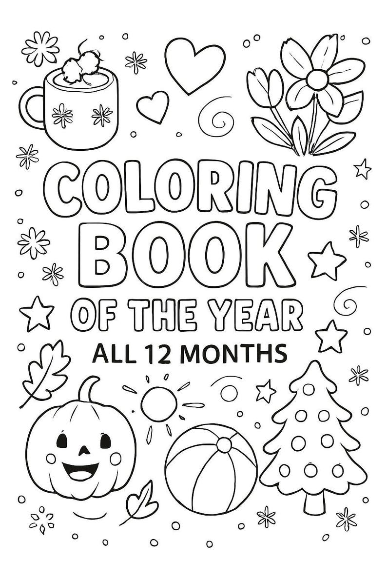 12 Months Coloring Pages Bundle Seasonal Printable Coloring Book for ...
