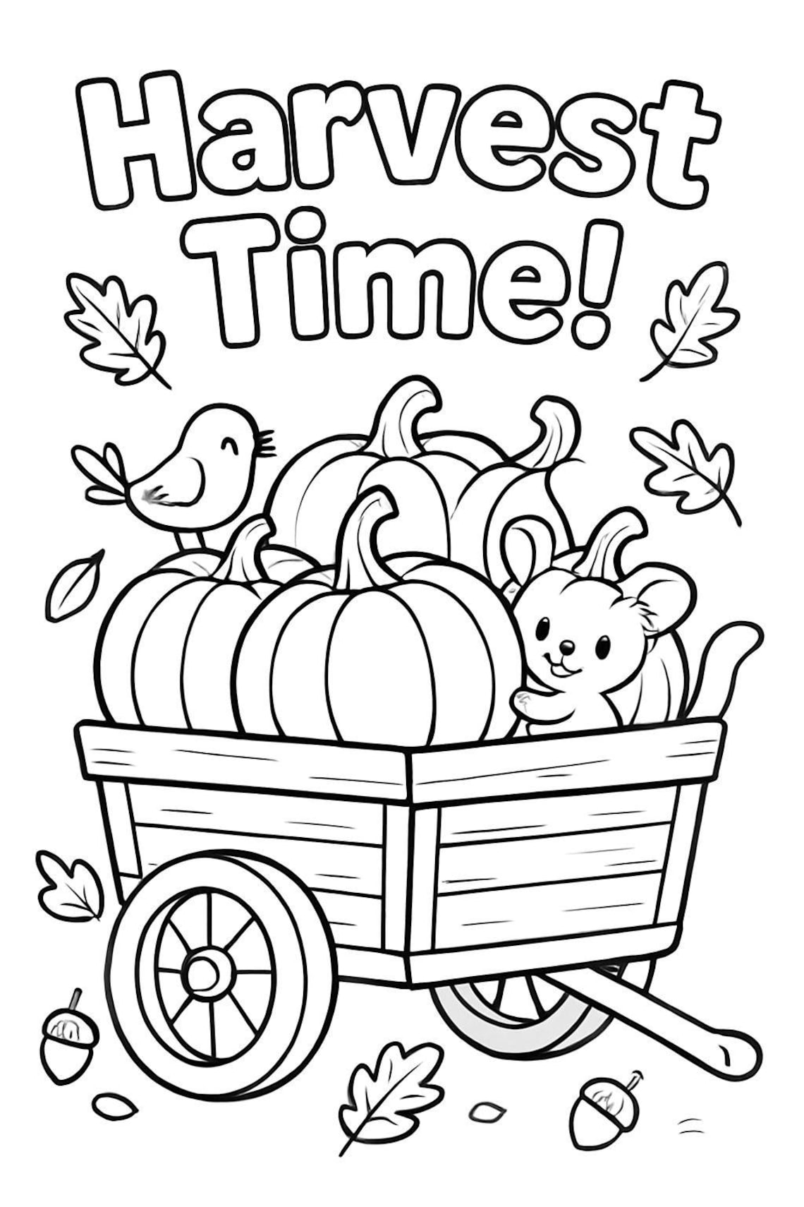 Fall Coloring Pages for Kids | Autumn Animals & Leaves (PDF Pattern) - Etsy