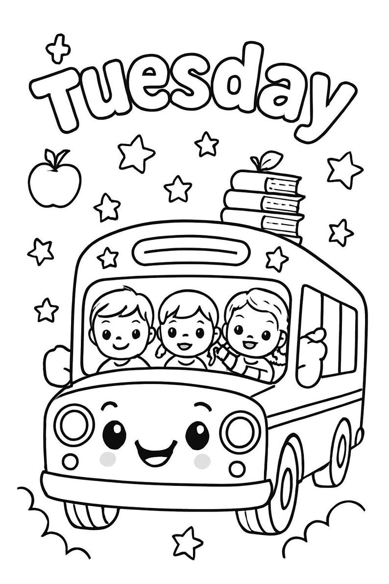 Days of the Week Coloring Pages: Kids Learning Activity (PDF Download ...