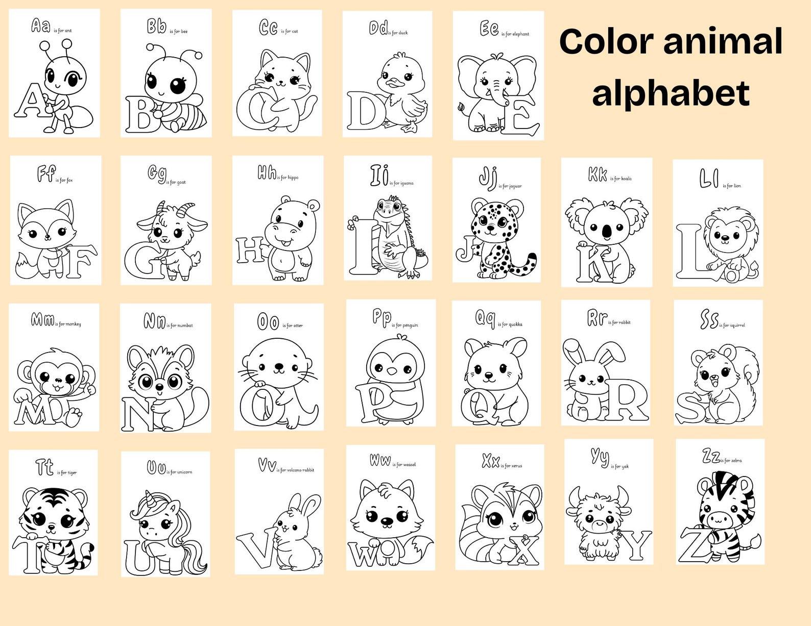 ABC Alphabet Coloring Book With Animals – Printable Toddler Worksheets ...