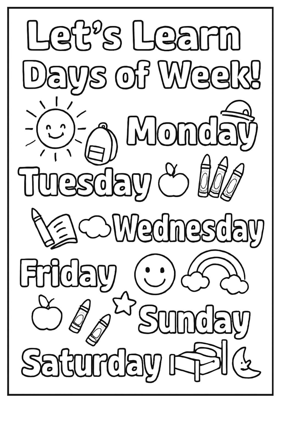 Days of the Week Coloring Page: Find the Missing Day! (PDF Download A4 ...