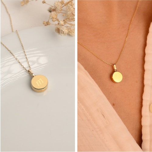 14K Real Gold Ball Cremation Urn Necklace Personalized Ash - Etsy