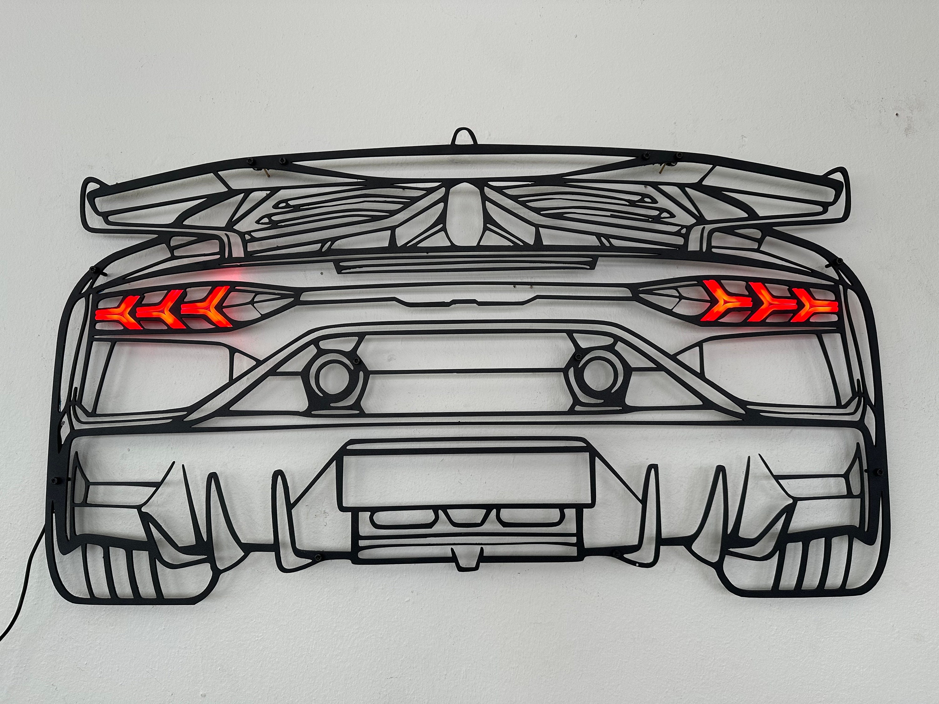 Aventador SVJ NEON 2021 Back Silhouette Metal Wall Art , Car Wall Art ...