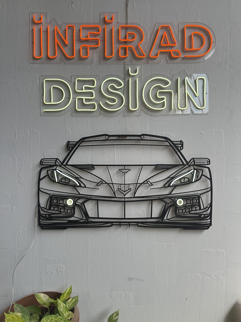 Neon Car Metal Wall Art | Car Wall Art | Gift for Car Lovers | Metal ...