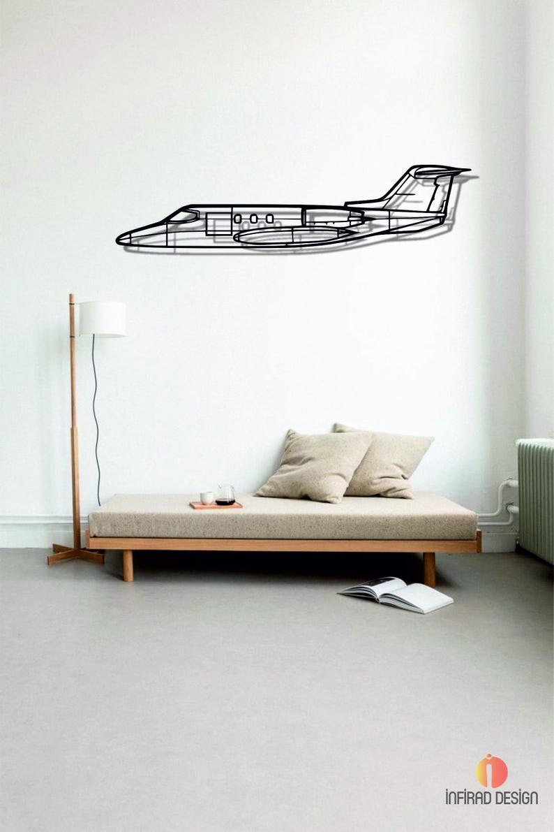 1976 Learjet 24F Metall Wand Kunst | Luftfahrt Silhouette Dekor l Pilot ...
