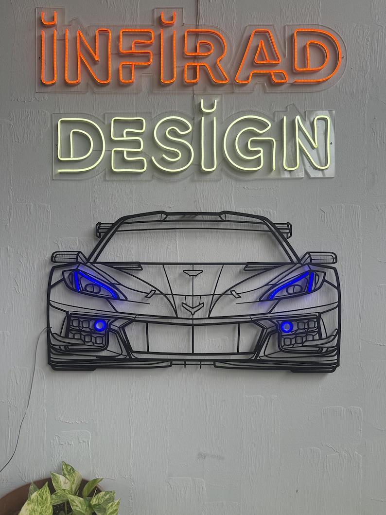 Neon Car Metal Wall Art | Car Wall Art | Gift for Car Lovers | Metal ...
