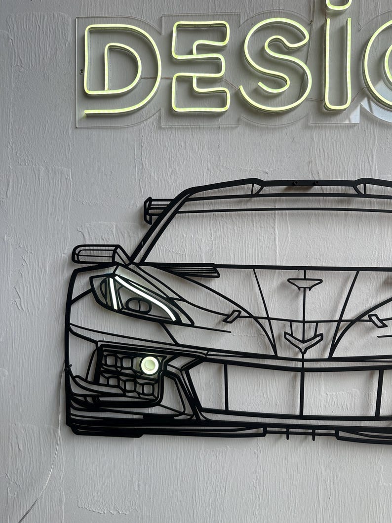 Neon Car Metal Wall Art | Car Wall Art | Gift for Car Lovers | Metal ...