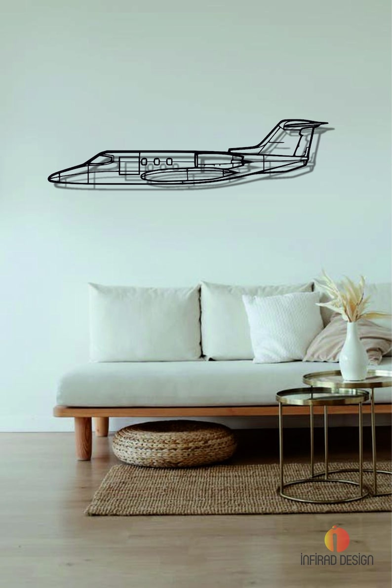 1976 Learjet 24F Metall Wand Kunst | Luftfahrt Silhouette Dekor l Pilot ...