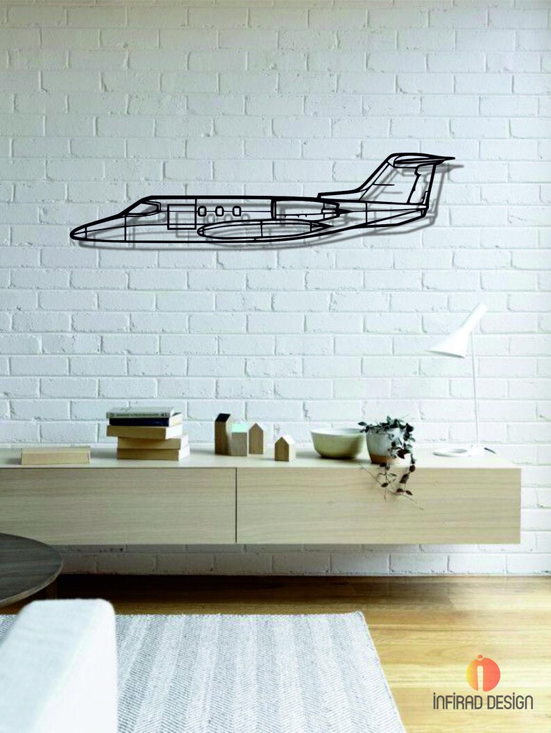 1976 Learjet 24F Metall Wand Kunst | Luftfahrt Silhouette Dekor l Pilot ...