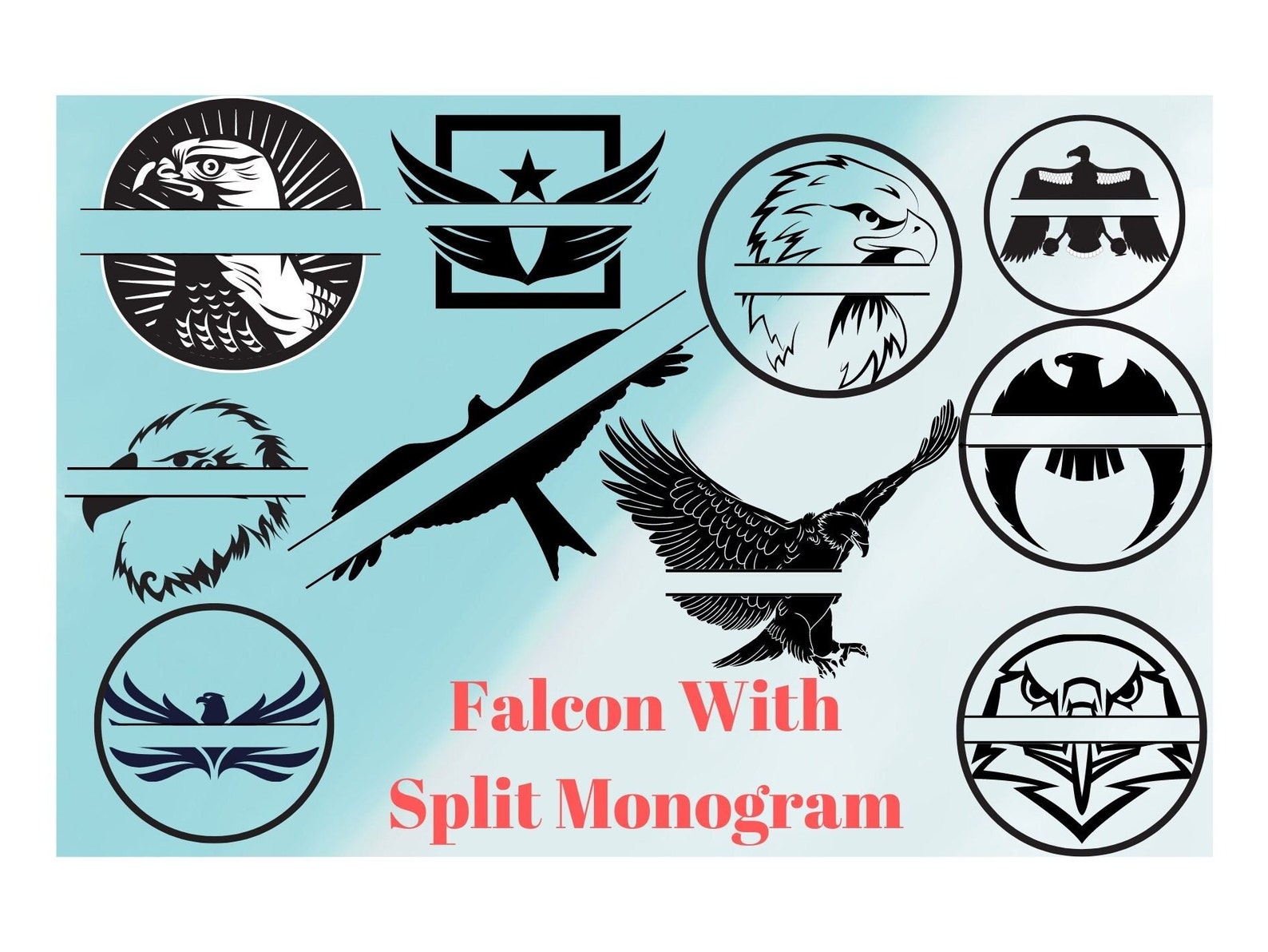 Falcon Split Svg Hawk Svg Eagle Svg Wings Svg Decorative - Etsy