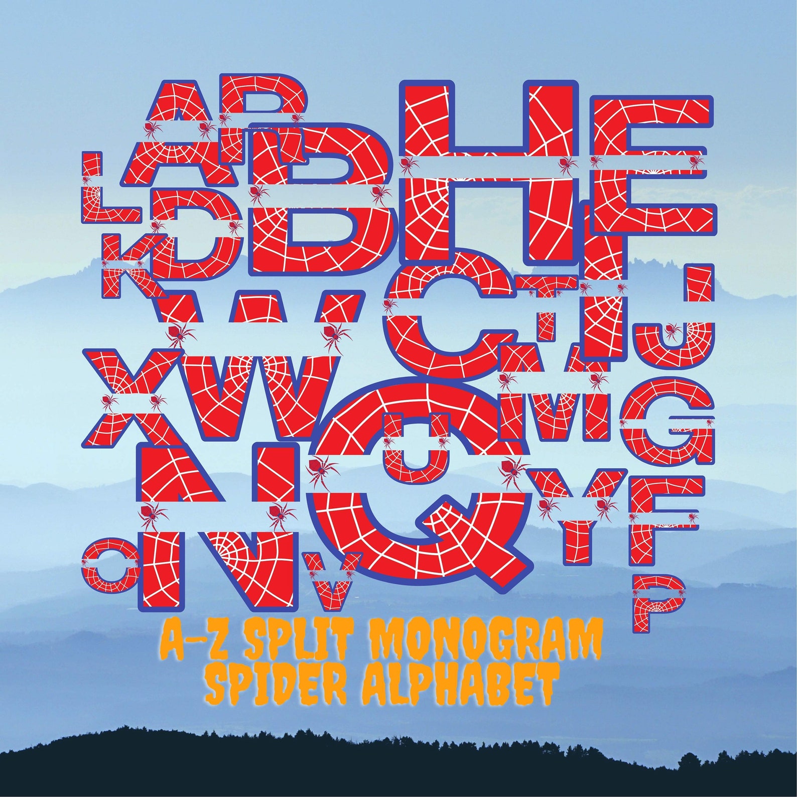 Split Monogram, Spider Alphabet, Digital Instant, Vector File, Simple ...