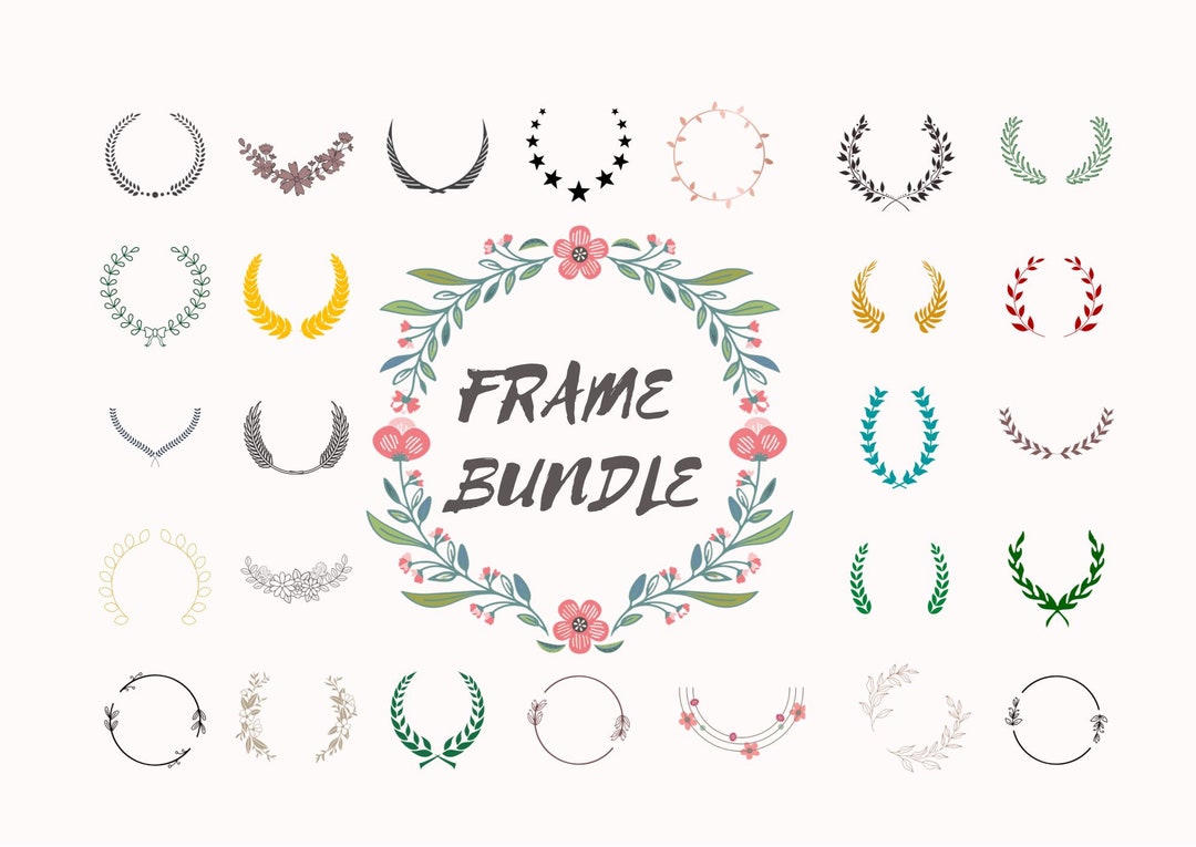 Frame Svg Bundle, Wreath Svg, Floral Frame Svg, Floral Edge, Frame ...