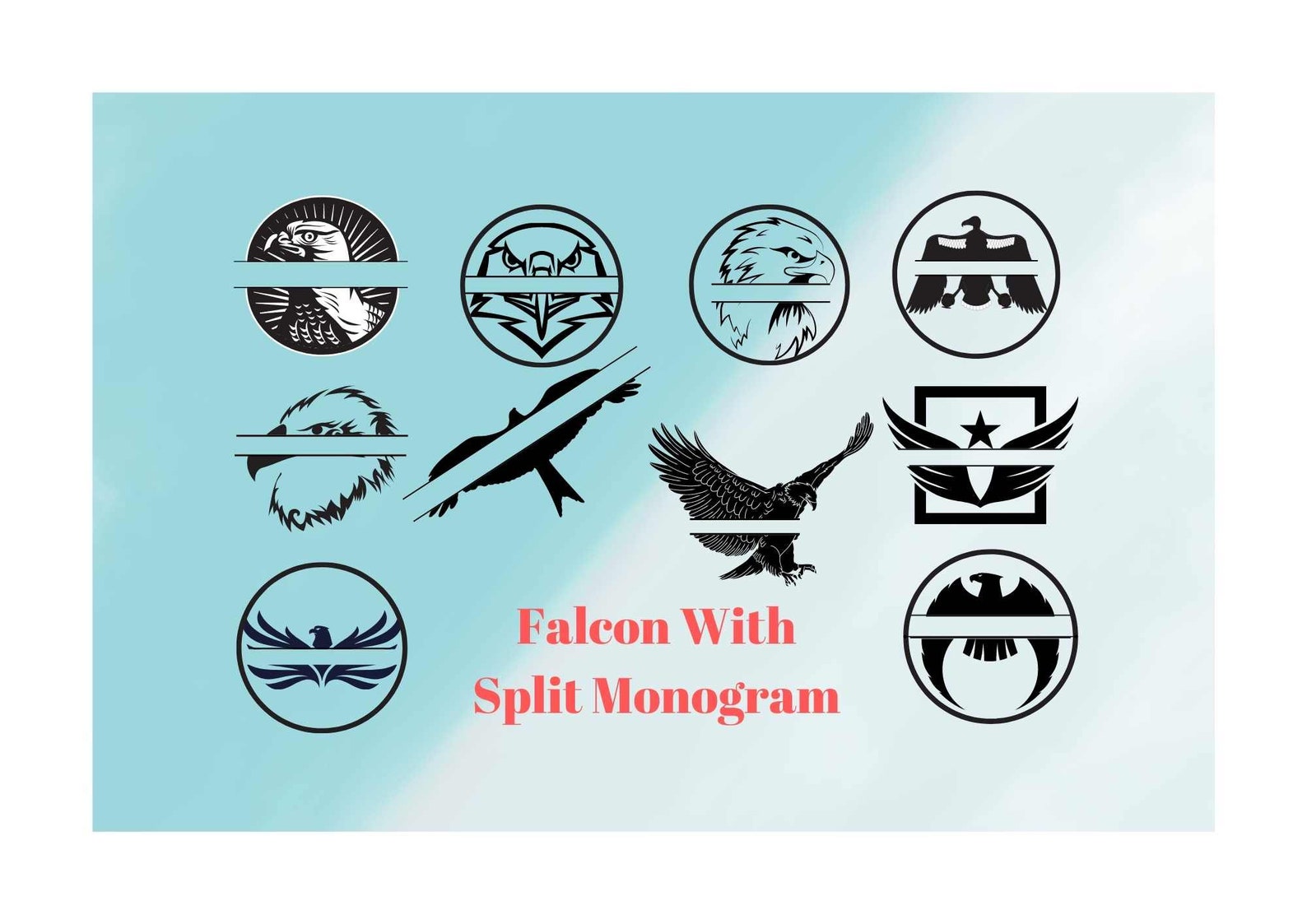 Falcon Split Svg Hawk Svg Eagle Svg Wings Svg Decorative - Etsy