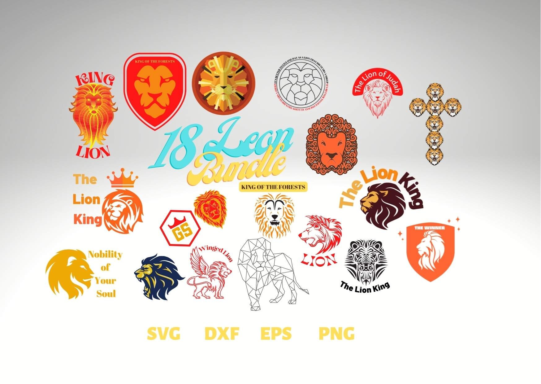 Leon Bundle SVG, King Lion Silhouette SVG, Files for Cricut, Digital ...