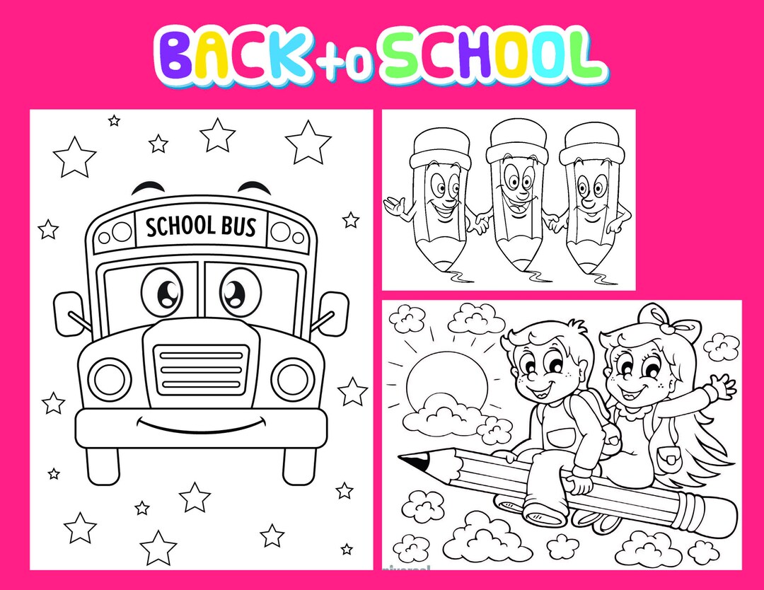 Printable Coloring Pages for Kids, Back to School, DIY Instant Download ...