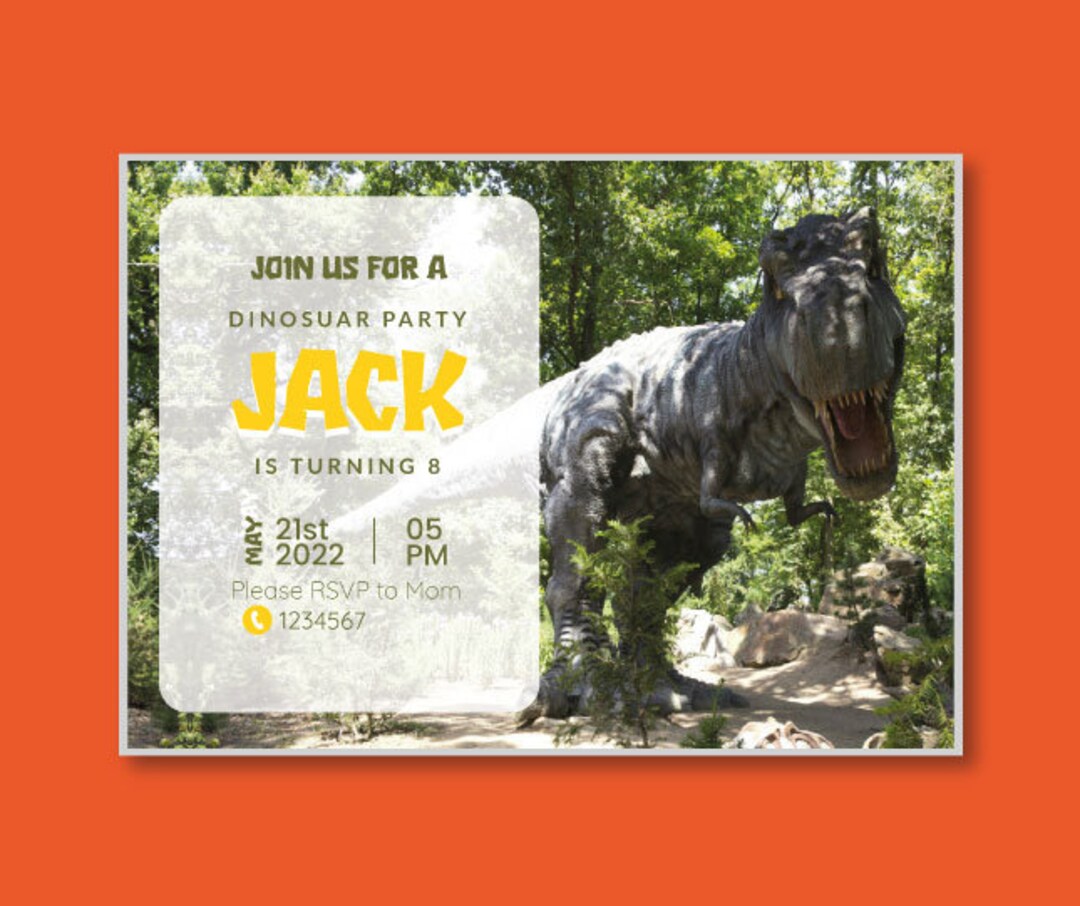 Invitación de cumpleaños de dinosaurio T-Rex editable e - Etsy México