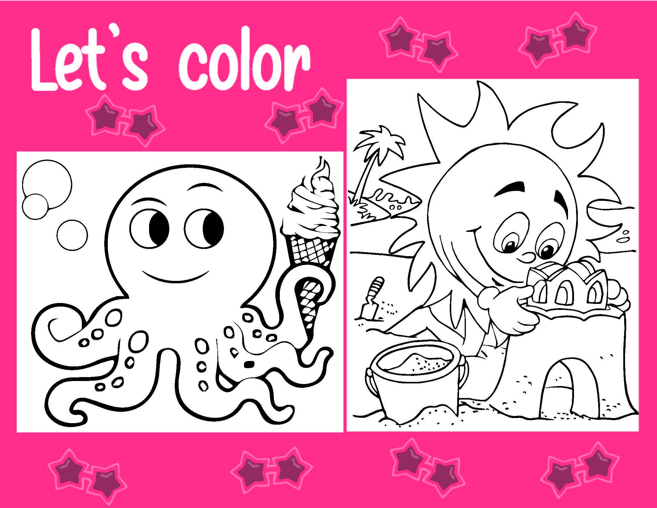 Hello Summer Coloring Pages for Kids , DIY Instant Download, Printable ...