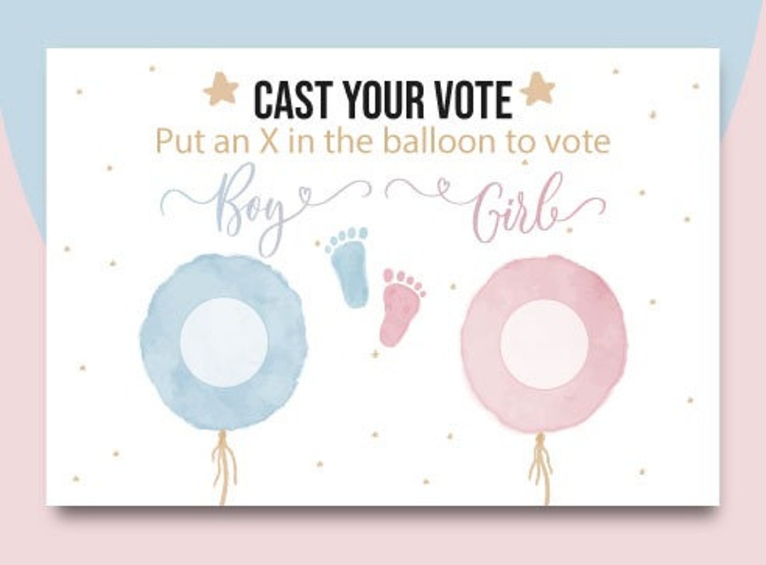 Printable Voting Cards for Gender Reveal Party, Cast Your Vote Boy or Girl, Party Decorations ...