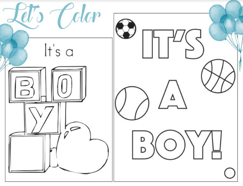 Printable Coloring Pages for Your Gender Reveal Party, Girl or Boy ...