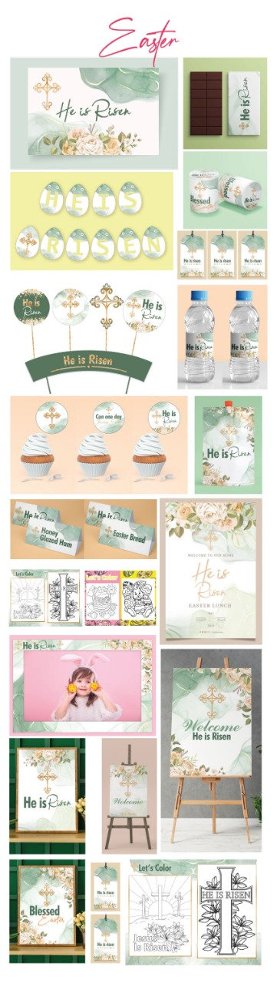 Printable Christian Easter Decoration Bundle, All Easter Items for Your ...