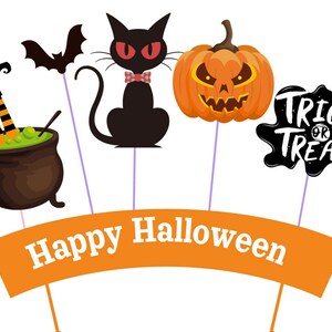 Printable Centerpieces for Halloween Party, Happy Halloween Cupcake ...