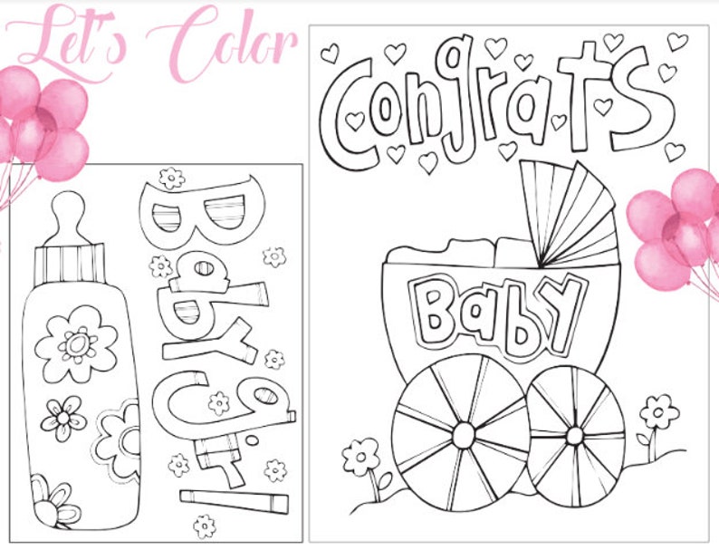 Printable Coloring Pages for Your Gender Reveal Party, Girl or Boy ...