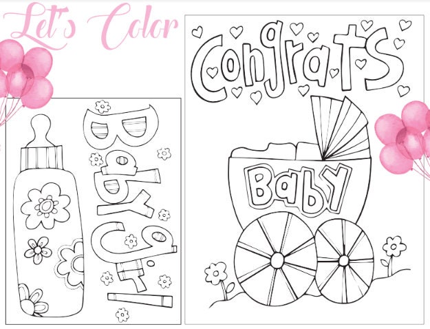 Printable Coloring Pages for Your Gender Reveal Party, Girl or Boy ...