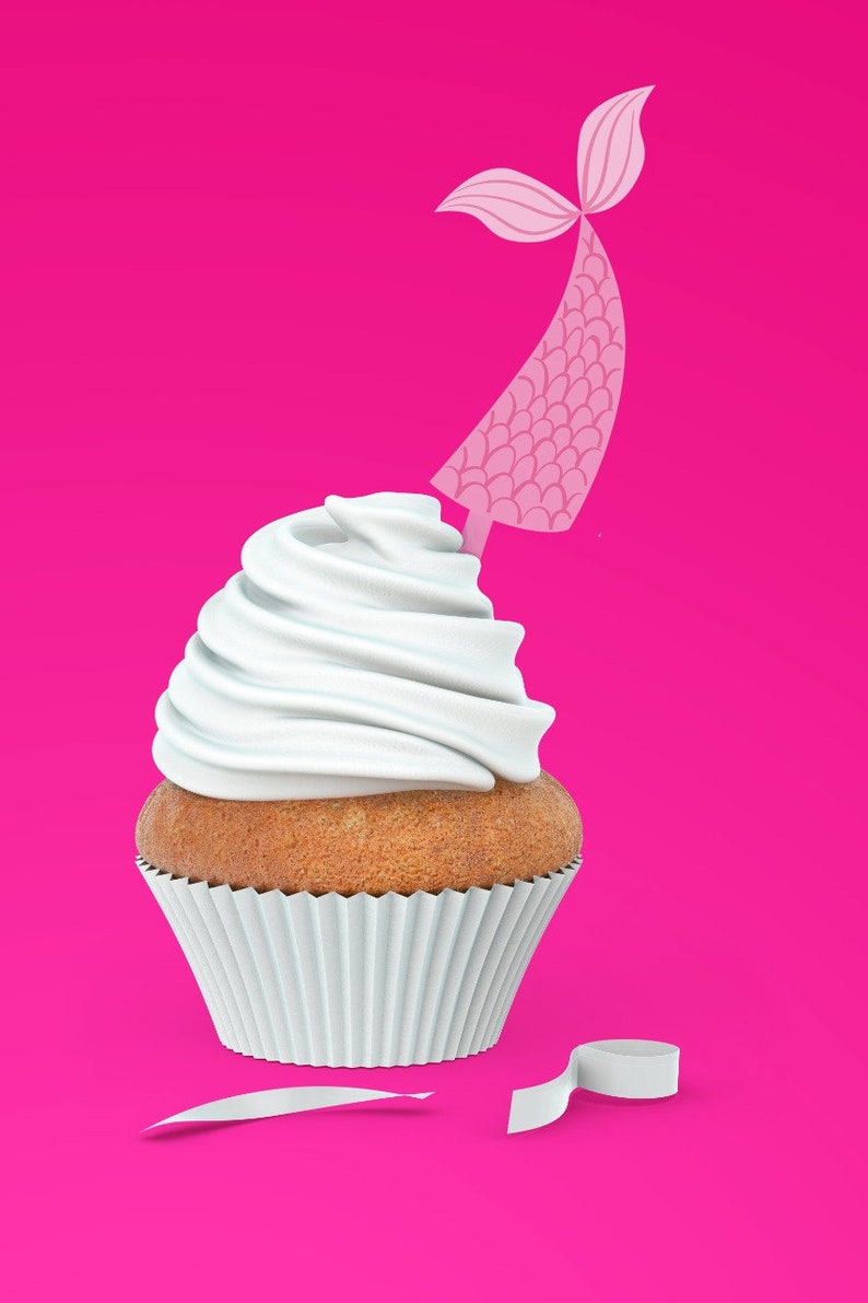 Printable Cupcake Toppers for Mermaid Themed Girls' Birthday Party ...