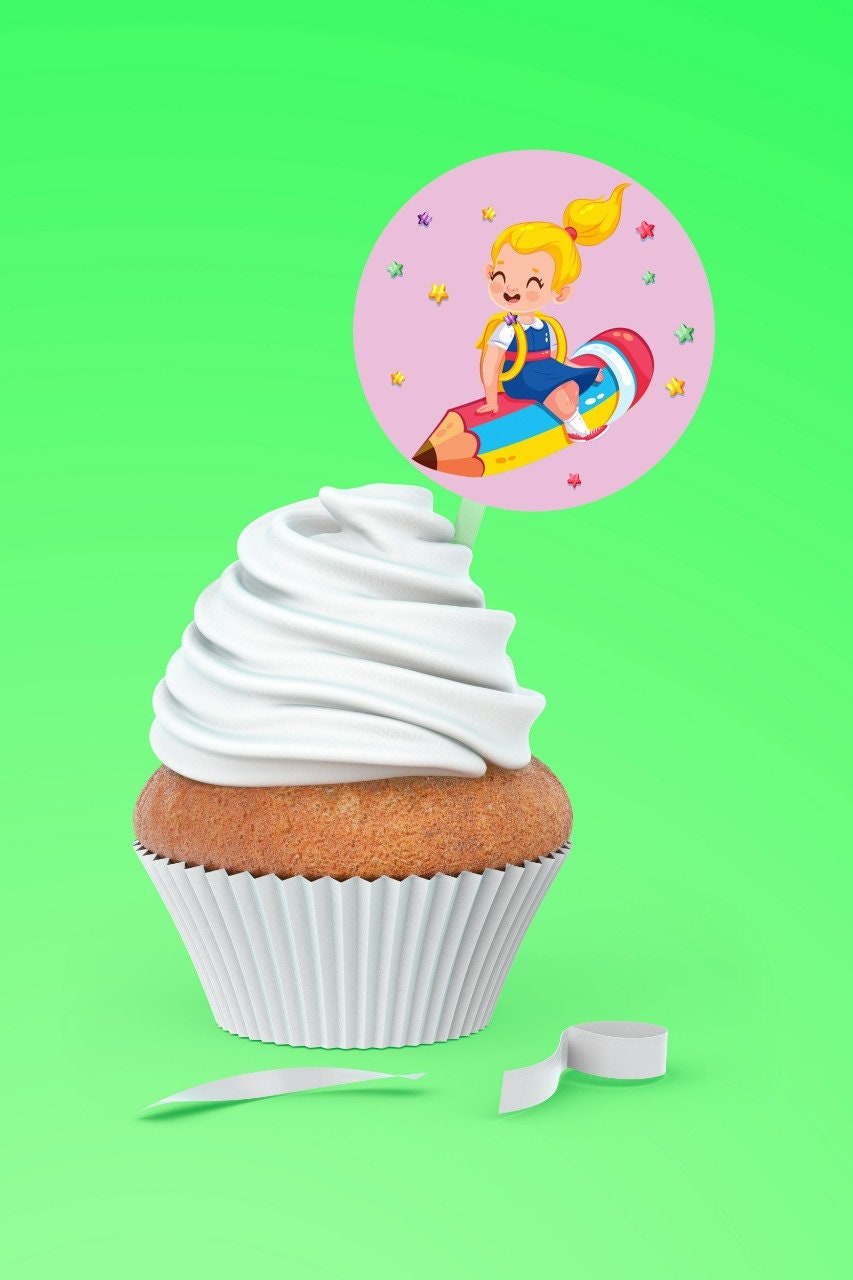Printable Cupcake Topper for Back to School Event , DIY Instant ...
