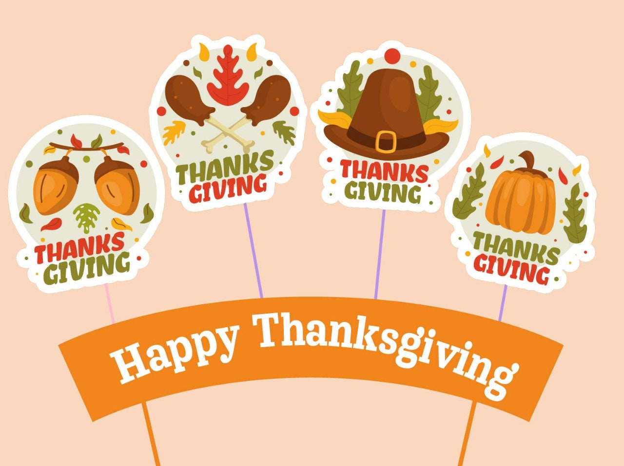 Printable Centerpieces for Thanksgiving Party, Happy Thanksgiving ...