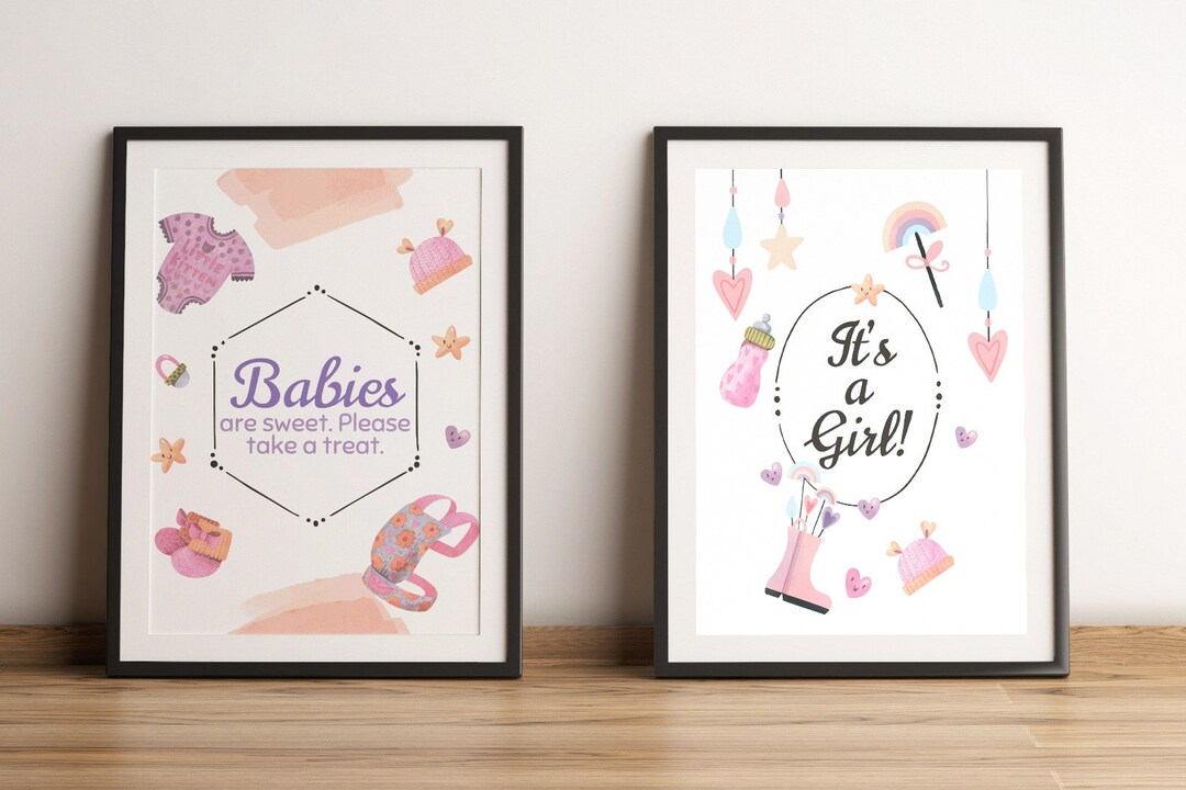 Printable Table Signs for Girl Baby Shower Party, It's a Girl Signs ...