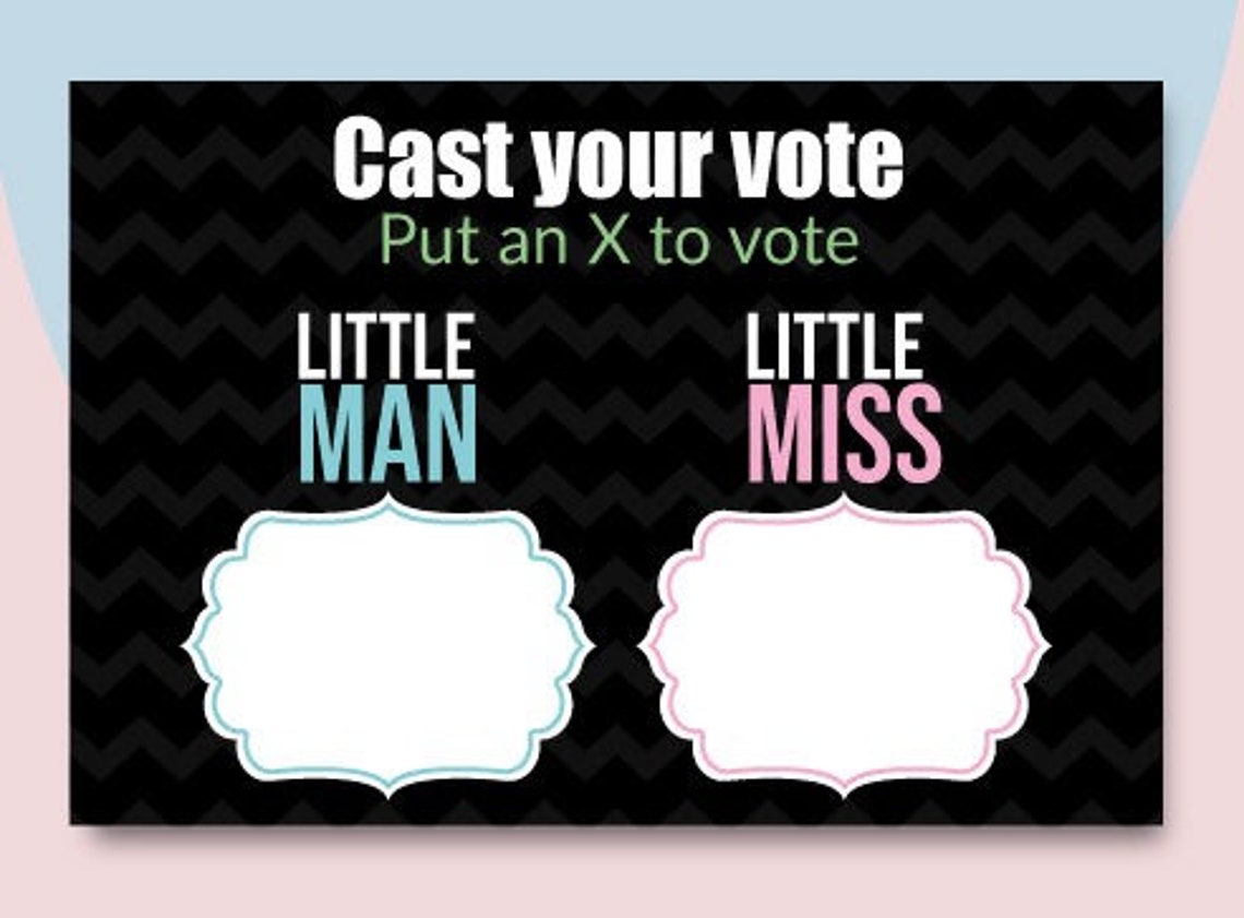 Printable Voting Cards for Gender Reveal Party, Cast Your Vote Boy or Girl, Party Decorations ...