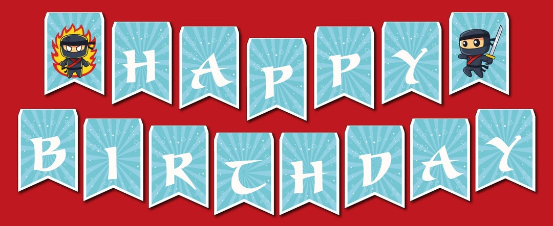 Printable Banner for Ninja Themed Boys Birthday Party, DIY Instant ...