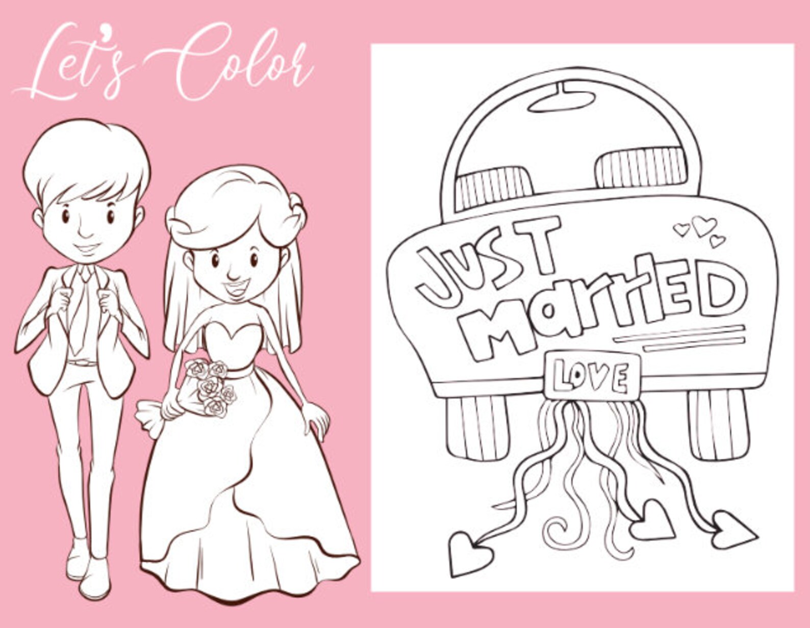 Printable Coloring Pages for Wedding / Engagement Party - Etsy