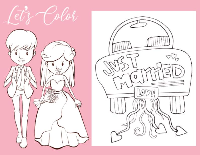 Printable Coloring Pages for Wedding / Engagement Party, Coloring Paper ...