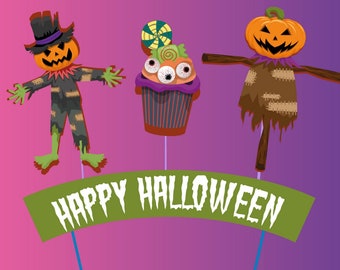 Printable Centerpieces for Halloween Party, Happy Halloween Cupcake ...