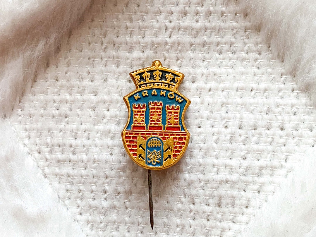 Vintage Krakow Coat of Arms Enamel Pin | Antique Gold Kraków Lapel Pin ...
