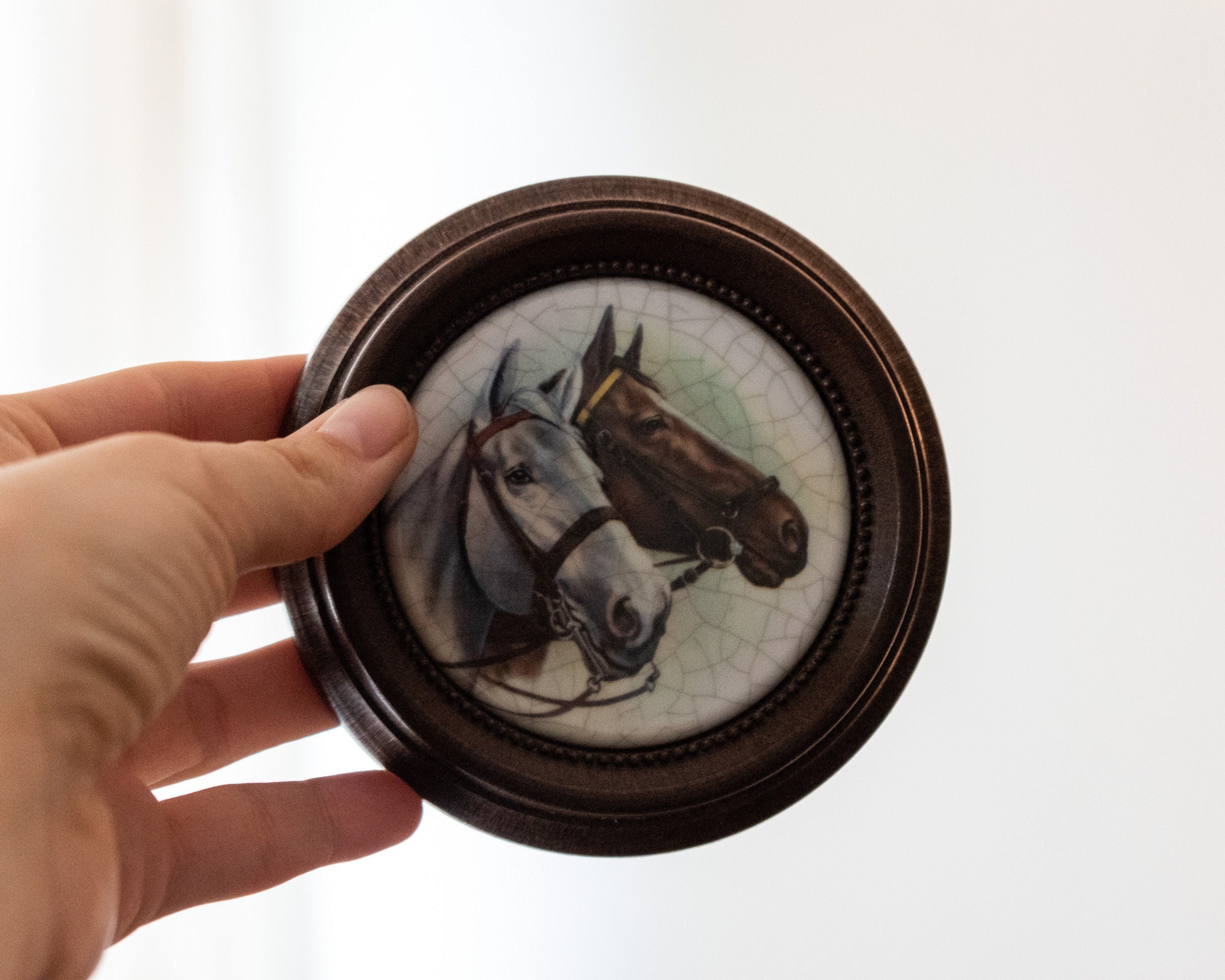 Vintage Ceramic Wall Hanging With Two Horses Antique Porcelain 1970s ...