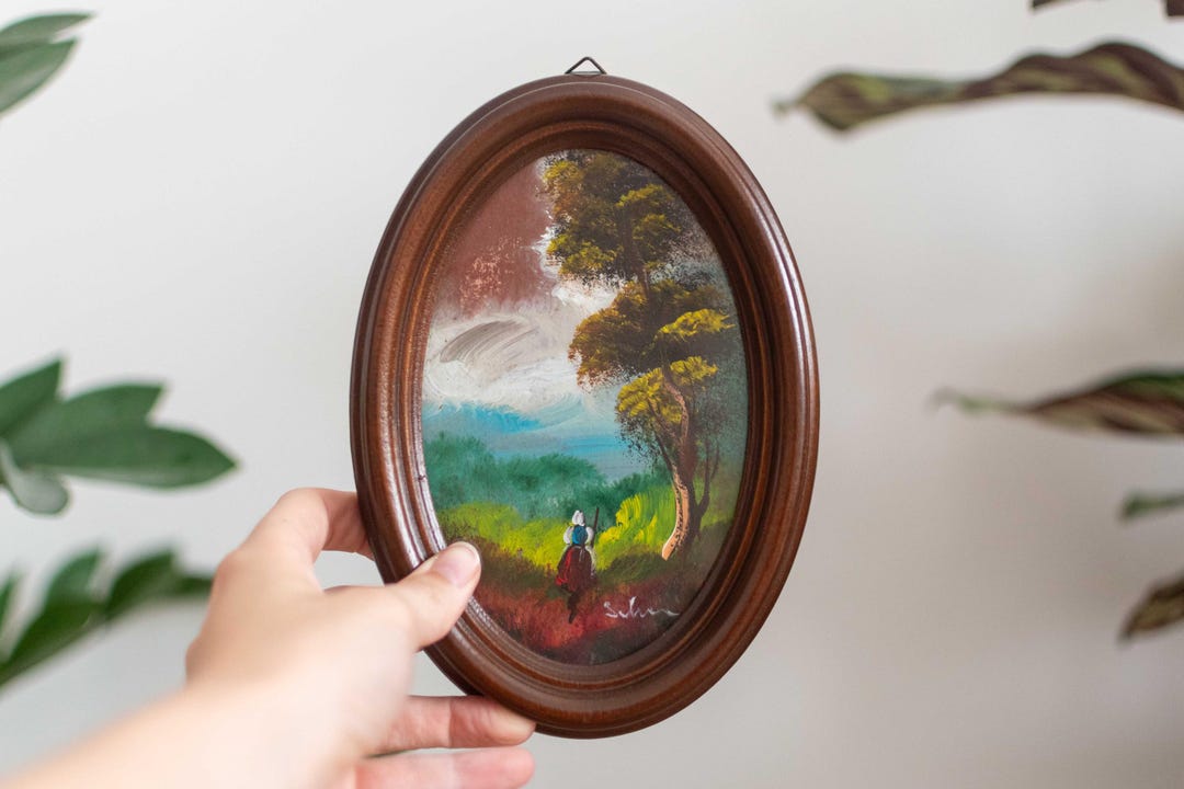 Vintage 1970s Signed Oil Painting of Woman in Tropical Landscape With ...