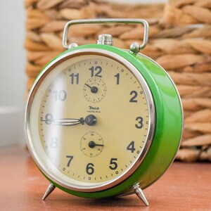 Vintage Insa Green Alarm Clock 1960s Yugoslavian Midcentury Antique ...