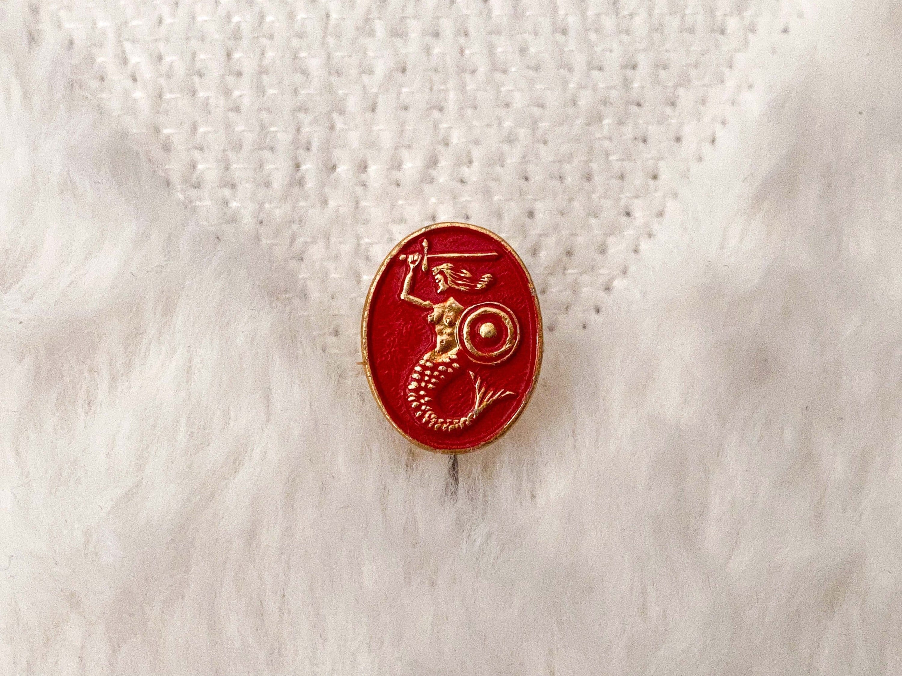 Vintage Red Warsaw Mermaid Enamel Pin | Antique Warszawa Mermaid Lapel ...