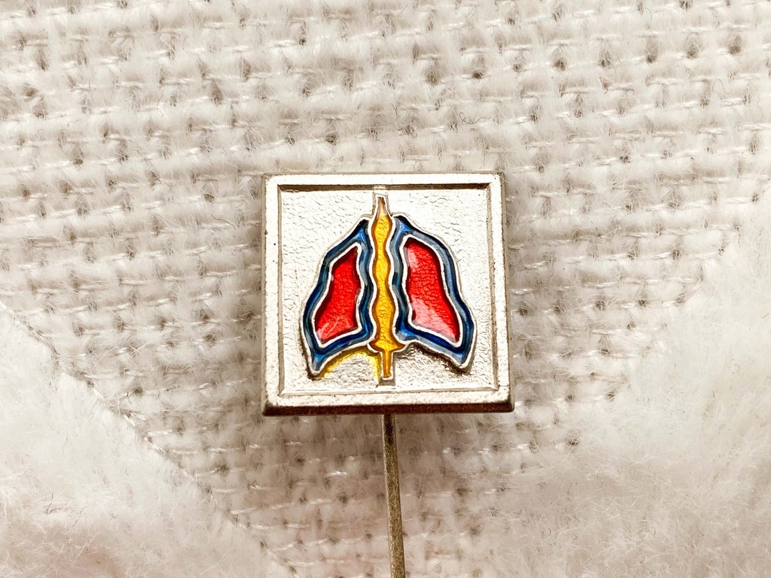 Vintage 1970s Lungs Disease Awareness Lapel Pin - Stylized Lungs ...
